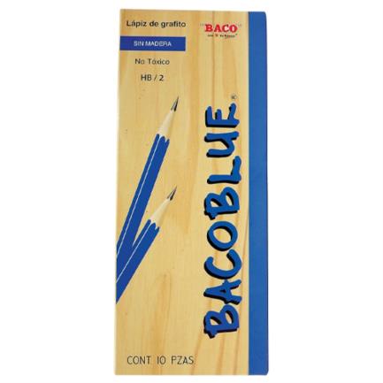 LP020 Lápiz Baco Bacoblue Hexagonal Gráfito HB-2 Color Azul C/10 Pzas ...