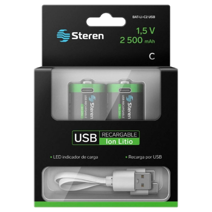 BAT-LI-C2 USB Paquete de Baterías Steren Li-ion Recargables USB-C 1 ...